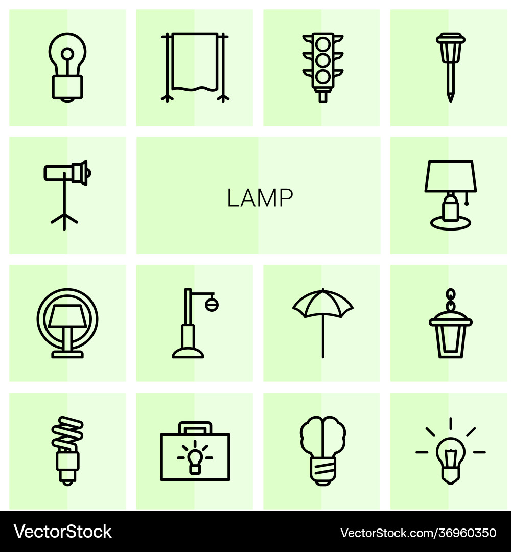 14 lamp icons Royalty Free Vector Image - VectorStock