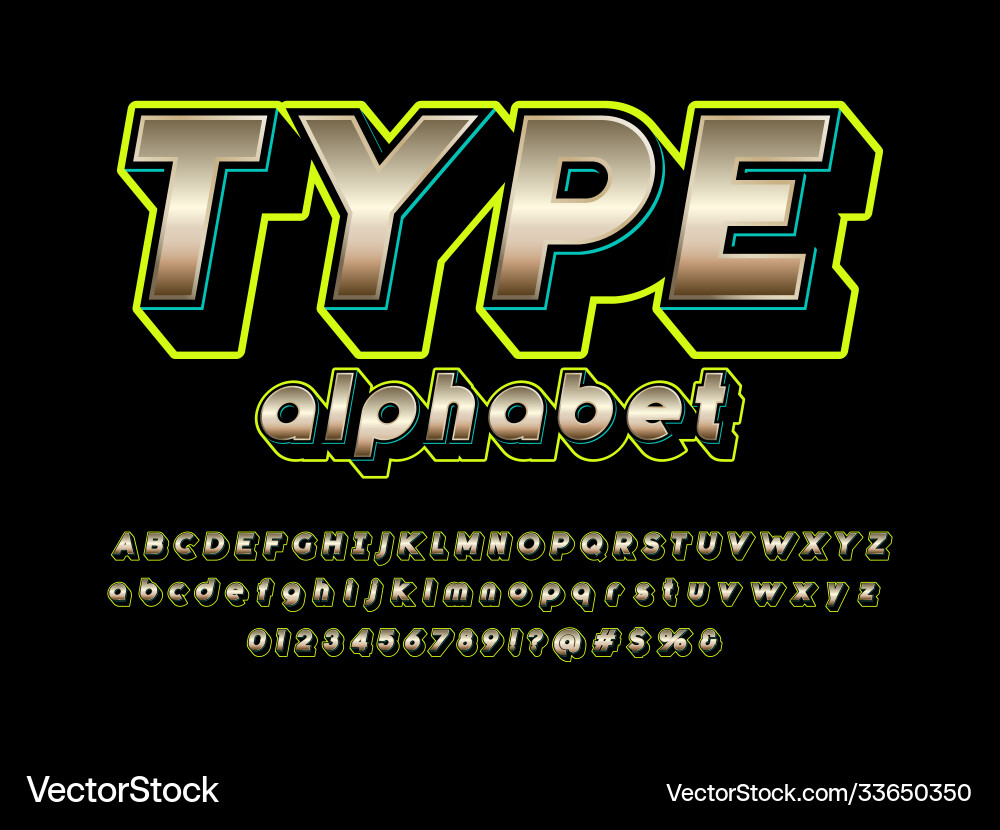 3d bold font Royalty Free Vector Image - VectorStock