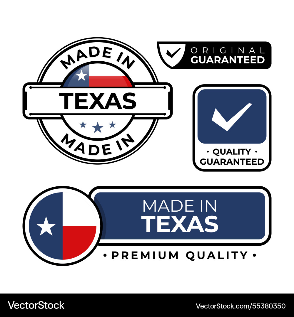 Badge bundle made in texas label icon emblem Vector Image