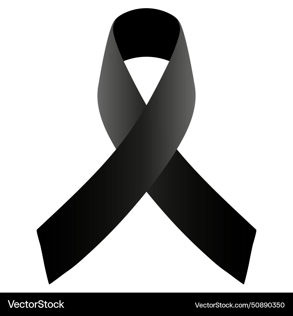 Black awareness ribbon with shadow Royalty Free Vector Image