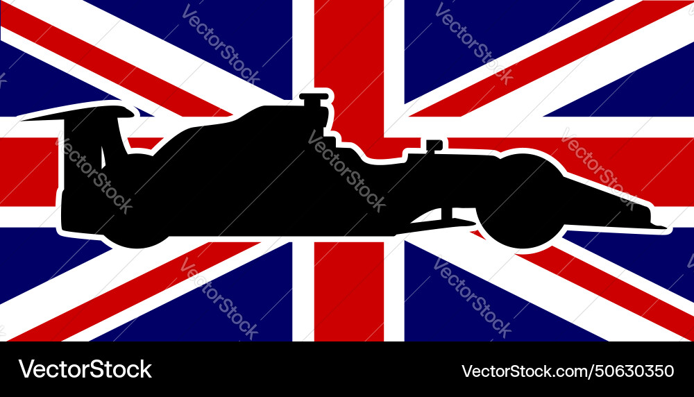 British flag with generic racing car silhouette Vector Image
