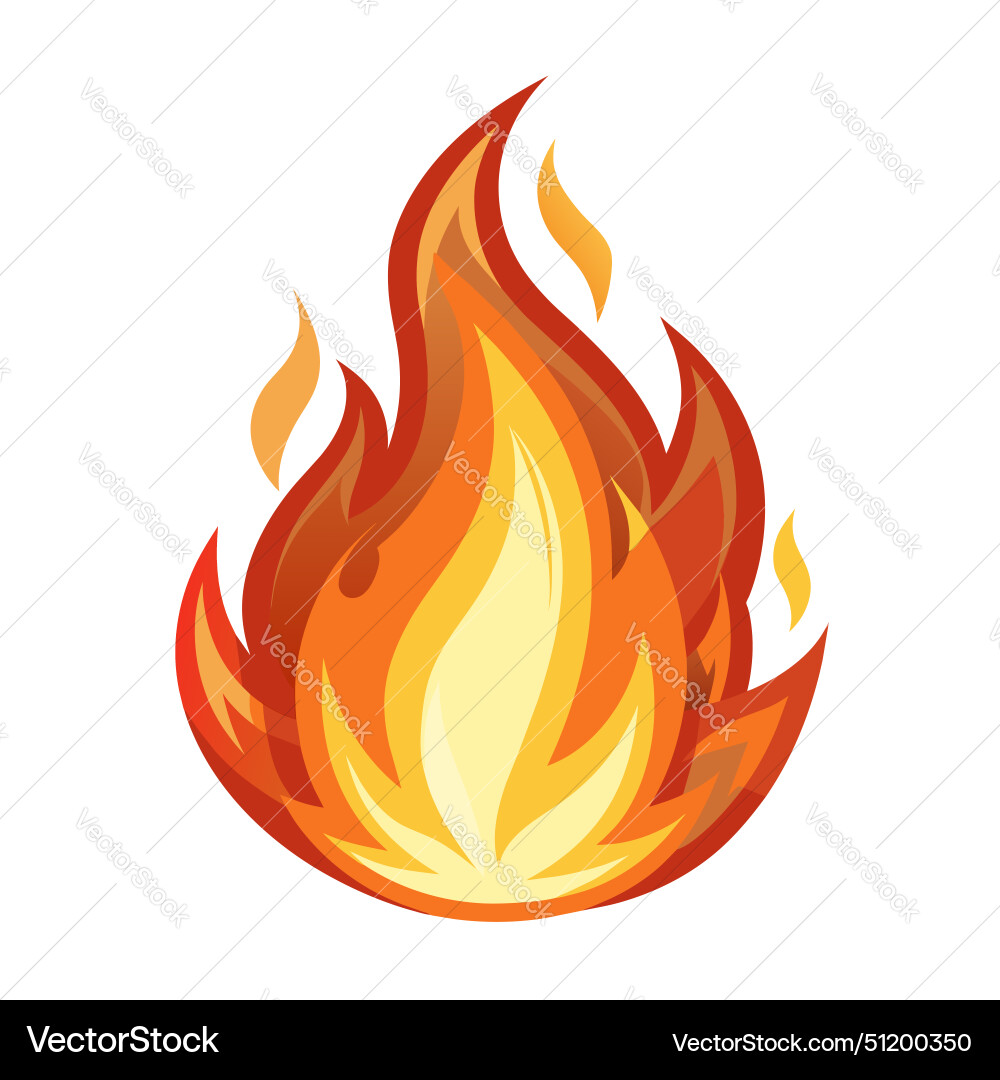 Burning fire icon isolated on white Royalty Free Vector