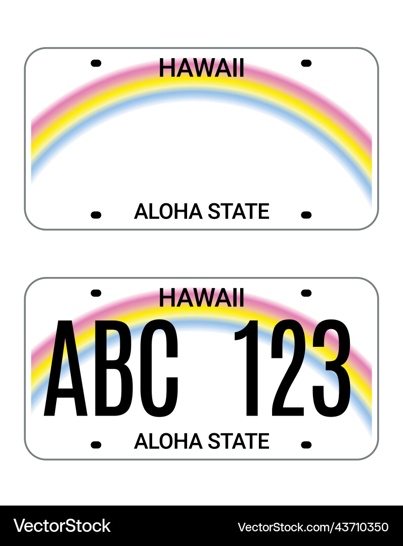 Car license hawaii plate aloha state Royalty Free Vector