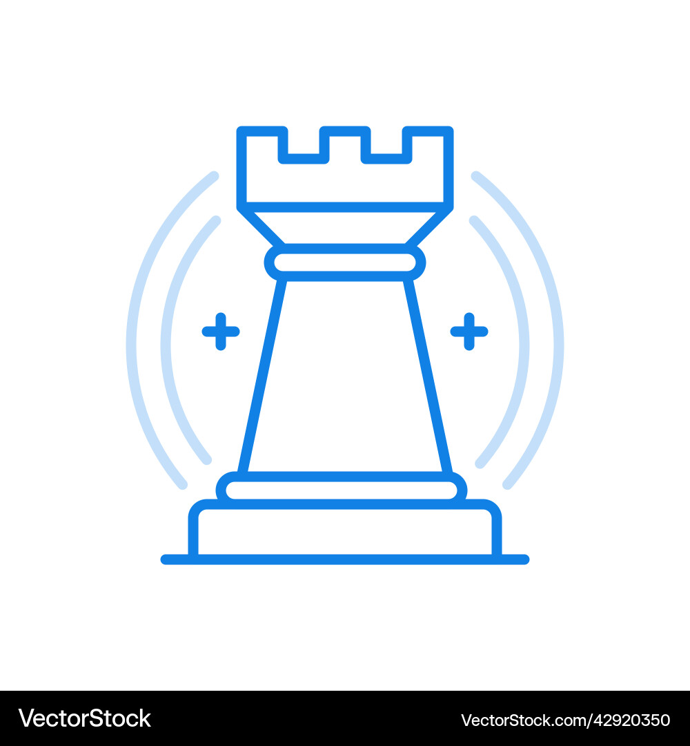 Chess rook line icon strategic game Royalty Free Vector