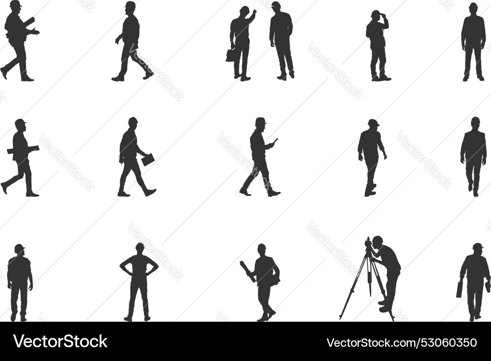 Civil engineer svg silhouettes Royalty Free Vector Image