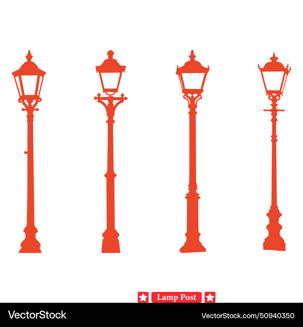 Decorative urban lamp posts stylish cityscape Vector Image