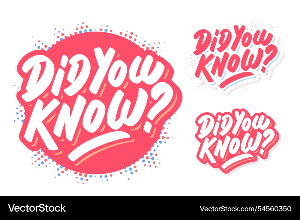 Did you know handwritten typography three Vector Image
