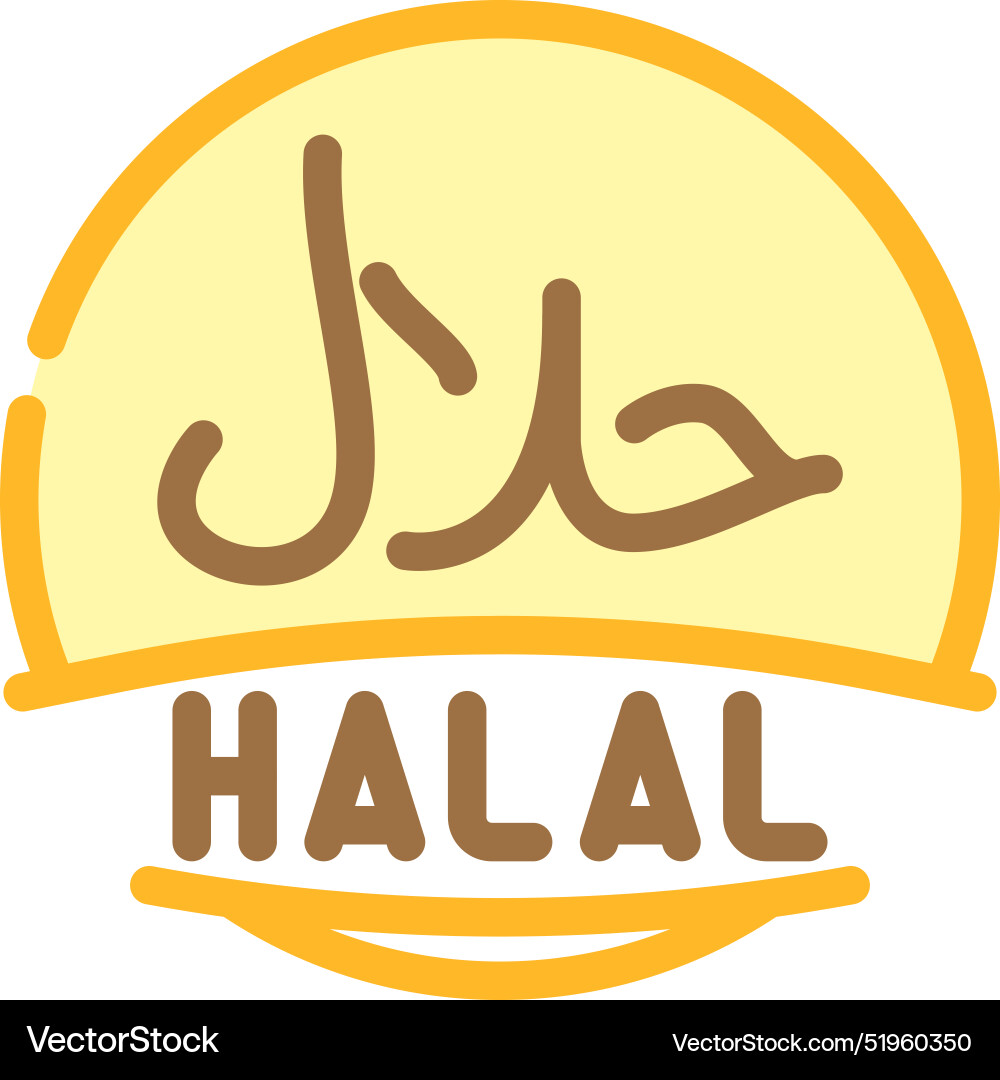 Halal product label warning color icon Royalty Free Vector