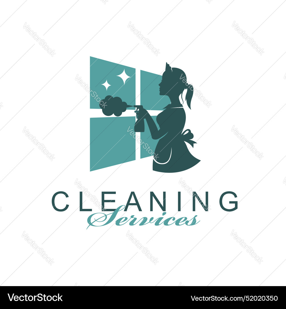 House maid lady emblem Royalty Free Vector Image