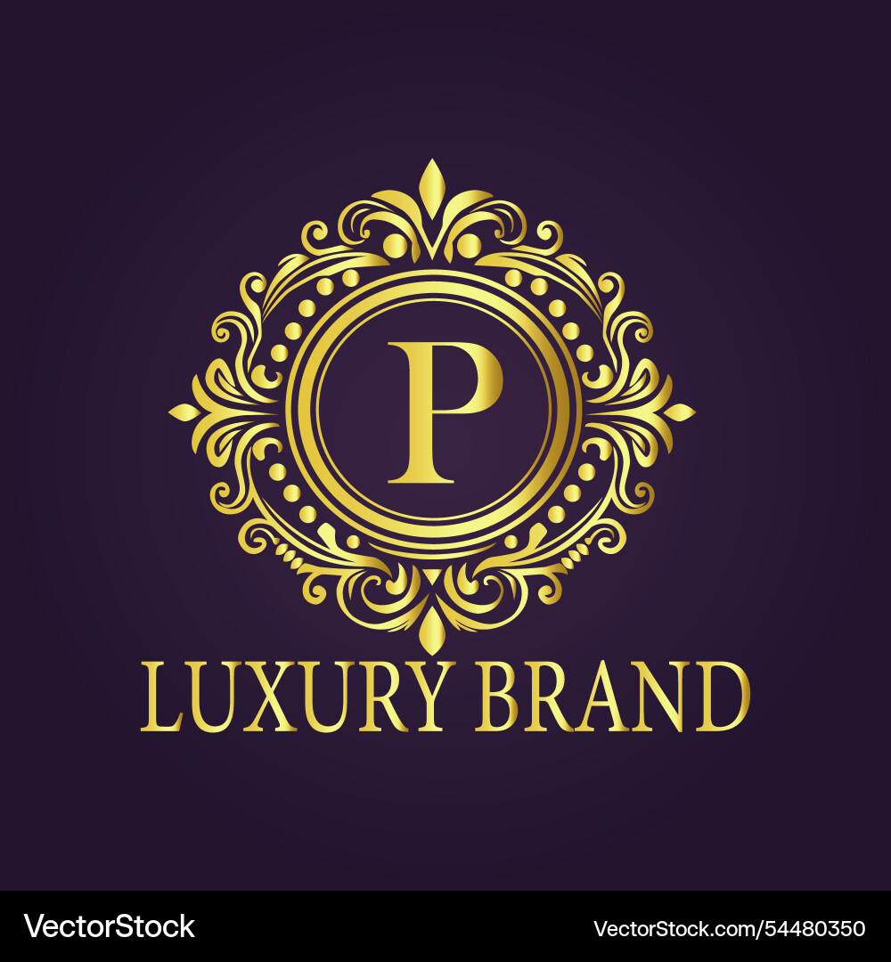 Letter p luxury gold logo concept Royalty Free Vector Image