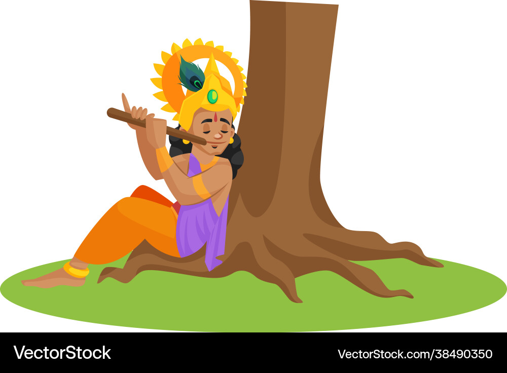 Lord krishna cartoon character Royalty Free Vector Image