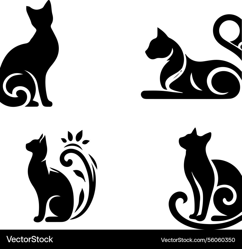 Mystical swirl cat art Royalty Free Vector Image