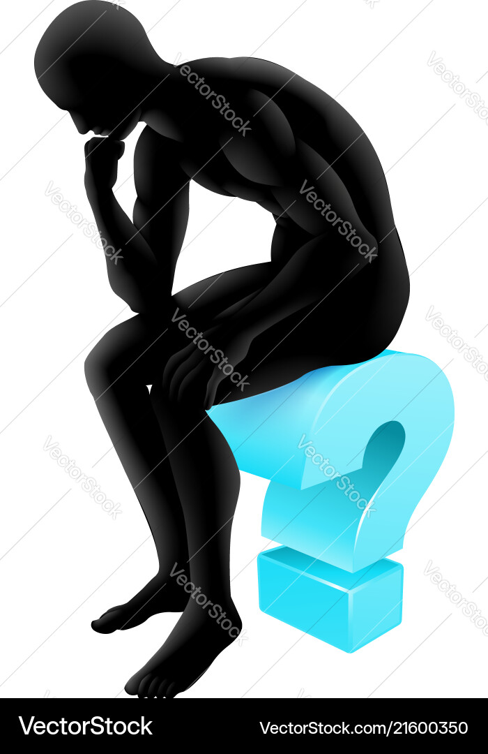 Philosopher Silhouette on Question Mark Royalty Free Vector