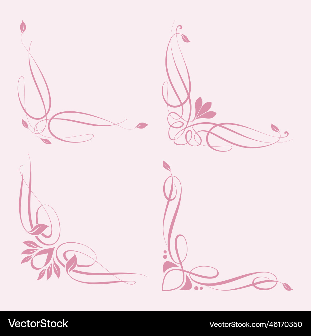 Pink swash ornamental corner Royalty Free Vector Image