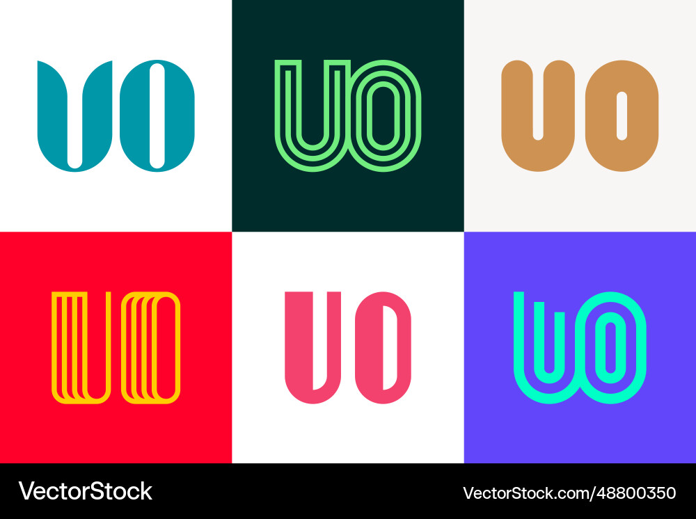 Set of letter uo logos Royalty Free Vector Image