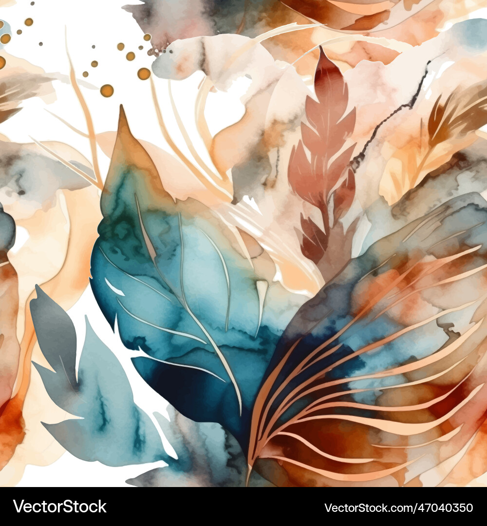 Watercolor painted floral seamless pattern dirty Vector Image