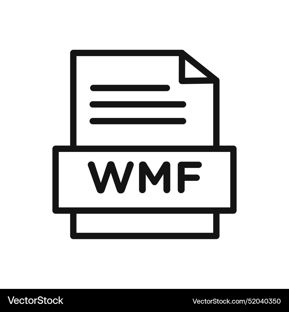 Wmf file document icon black and white sign Vector Image