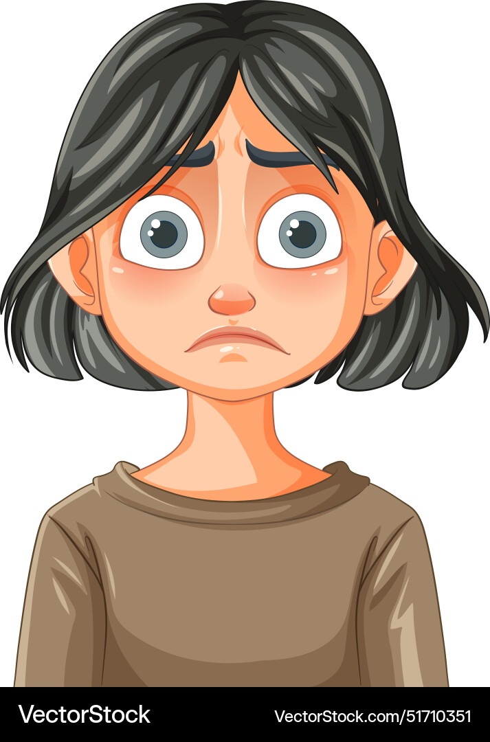 A girl looking worried Royalty Free Vector Image