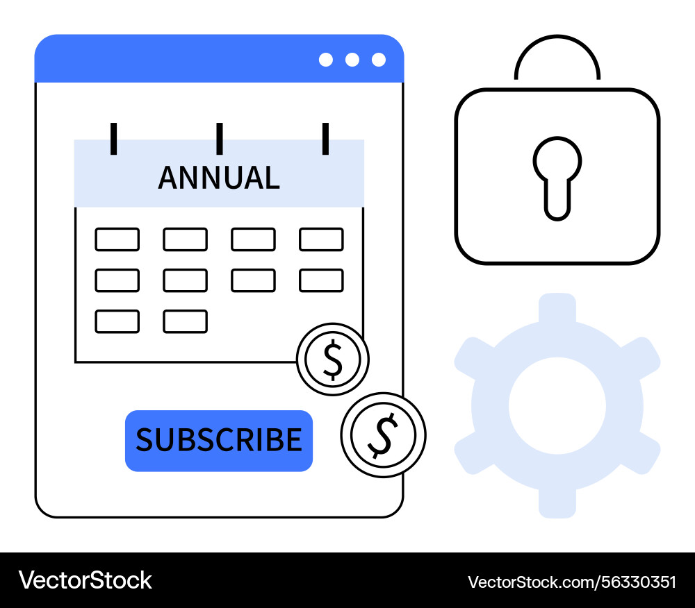Annual subscription concept with calendar payment Vector Image