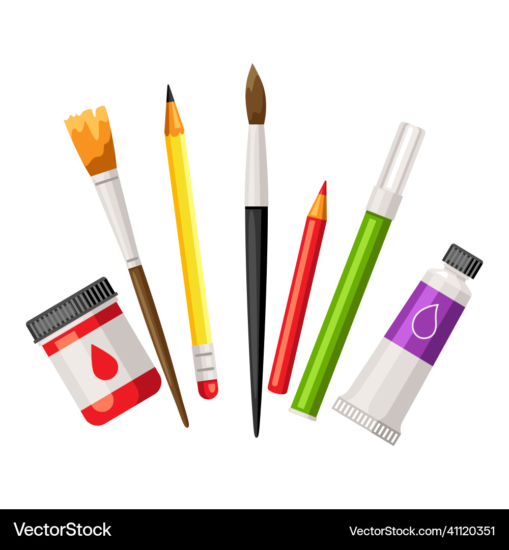 Background with painter tools and materials art Vector Image