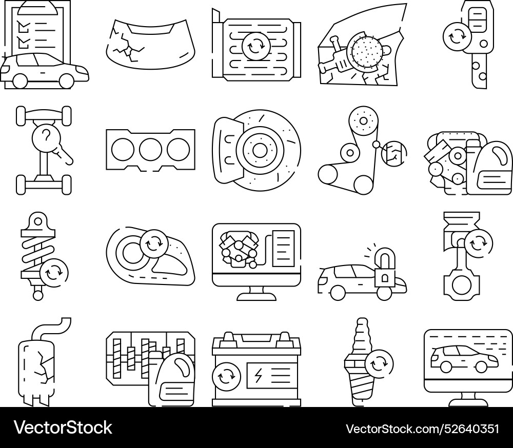Car service technical maintenance icons set Vector Image