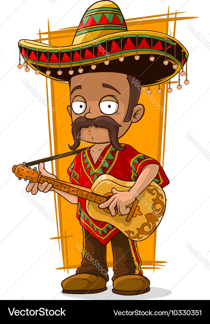 Cartoon mexican in sombrero Royalty Free Vector Image