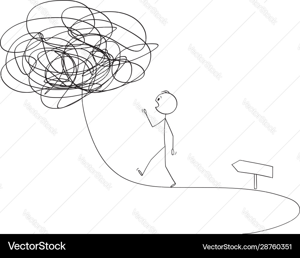 Confused Businessman on a Path Royalty Free Vector Image