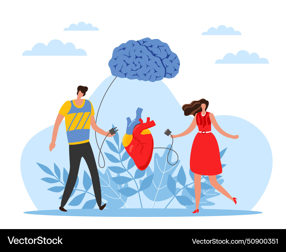 Connection between mind and heart common sense Vector Image