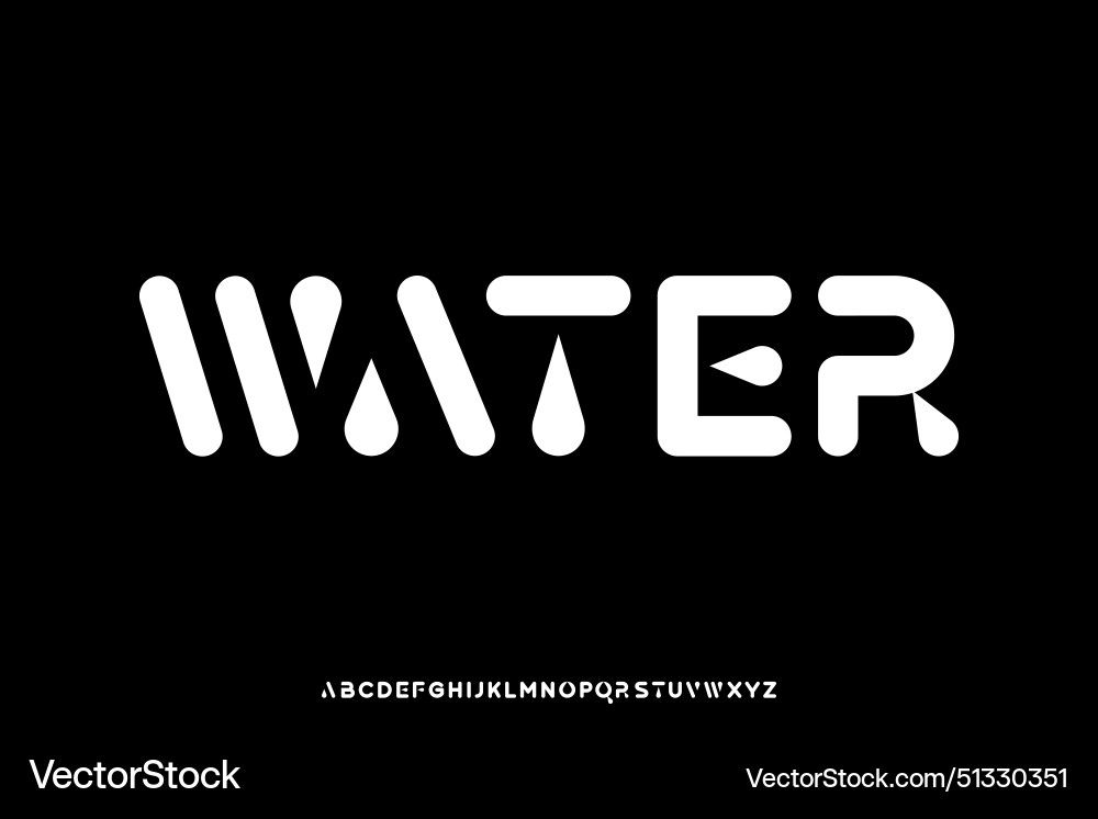Creative abstract water alphabet display font Vector Image