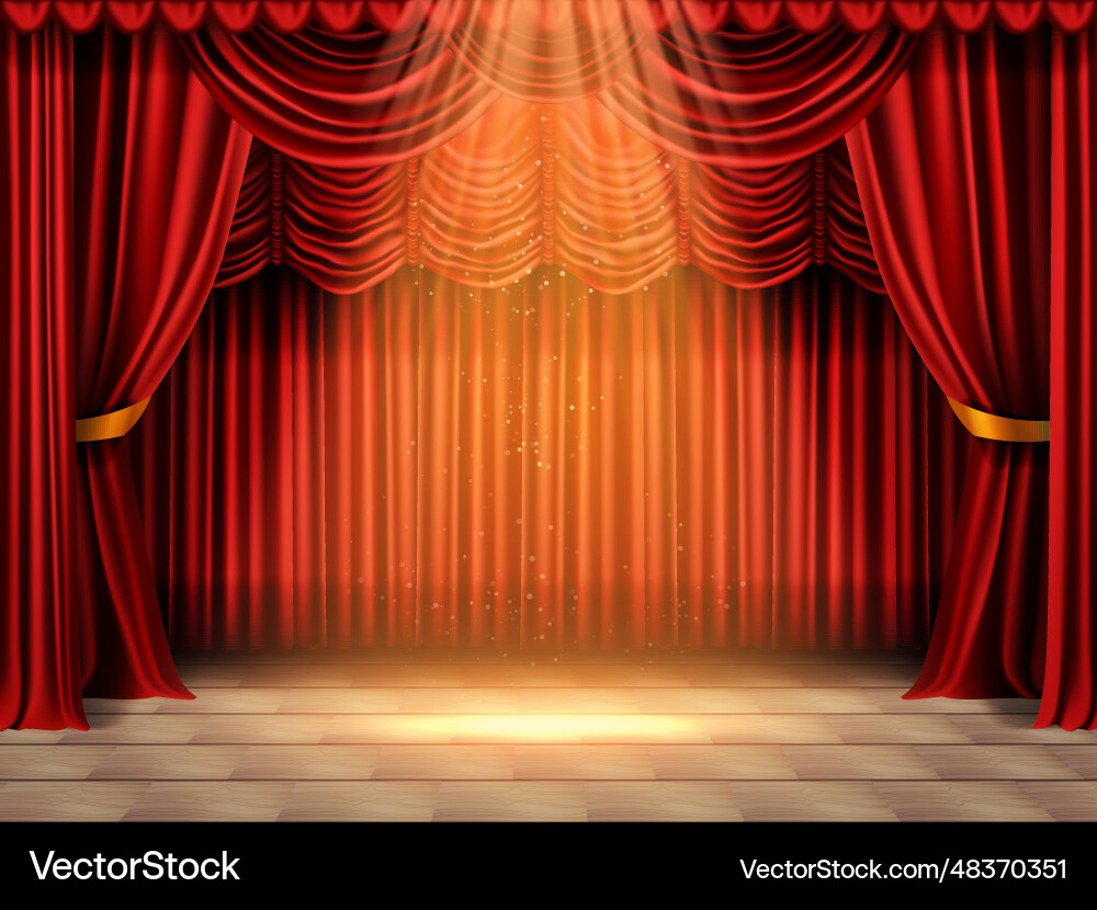 Curtains stage realistic composition Royalty Free Vector