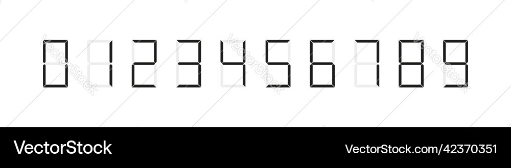 Digital clock number set led calculator numbers Vector Image