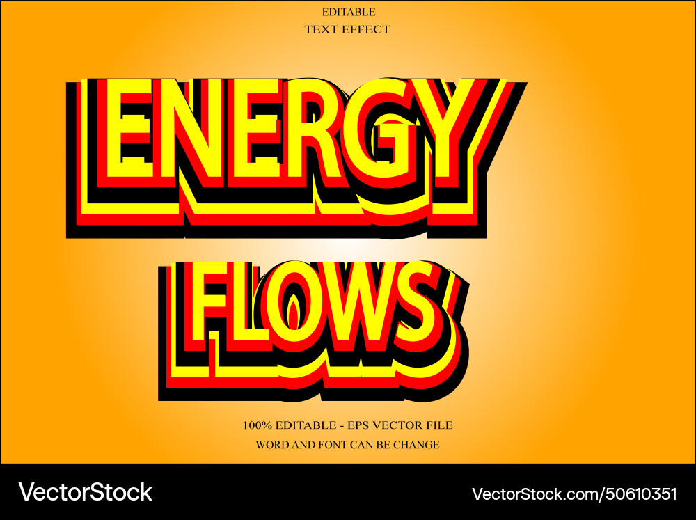 Energy flows editable text effect Royalty Free Vector Image