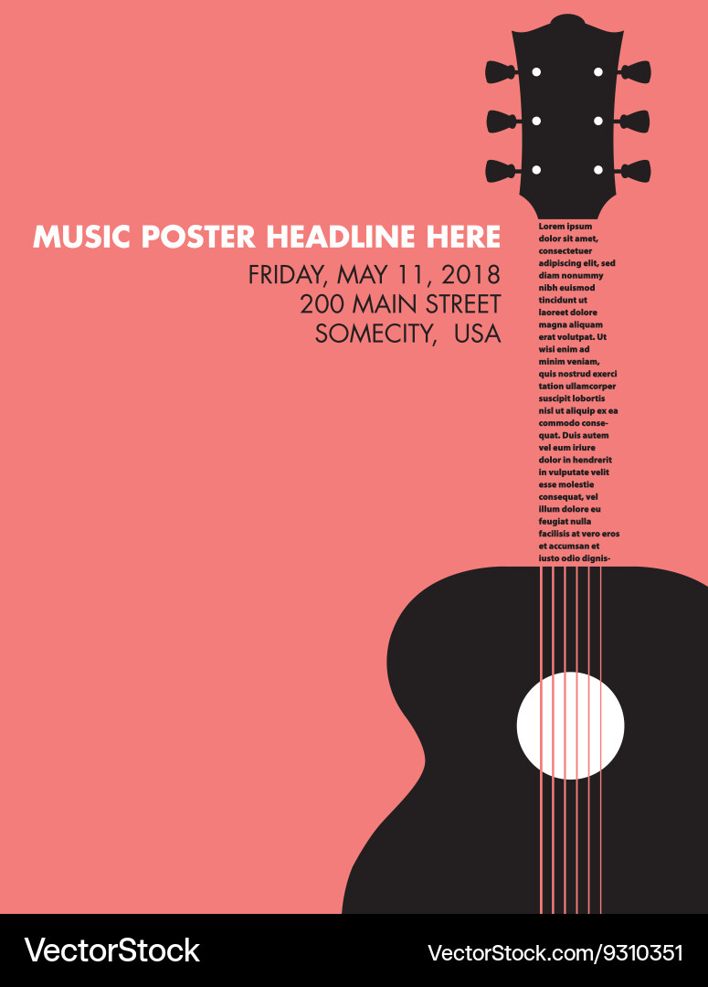 Guitar text neck Royalty Free Vector Image - VectorStock