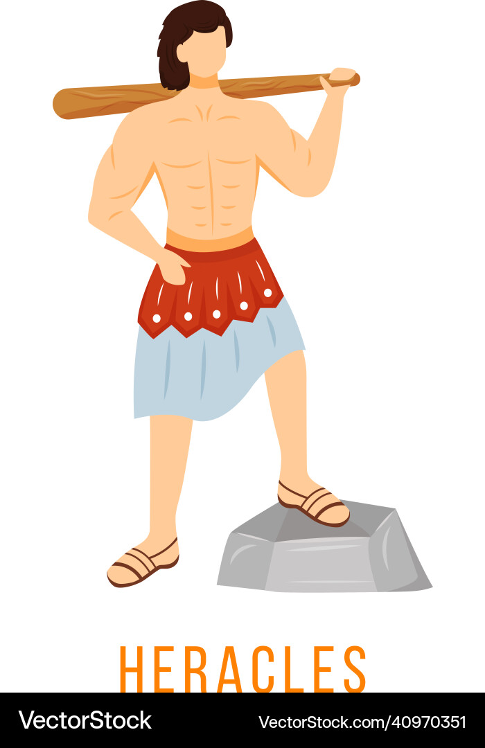 Heracles flat ancient greek deity divine hero Vector Image