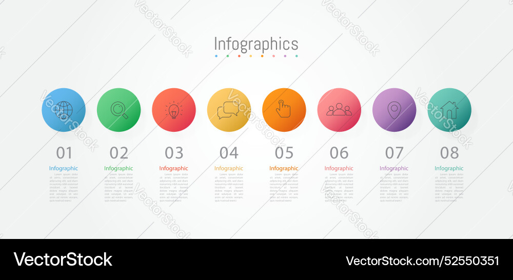 Infographic 8 options design elements Royalty Free Vector