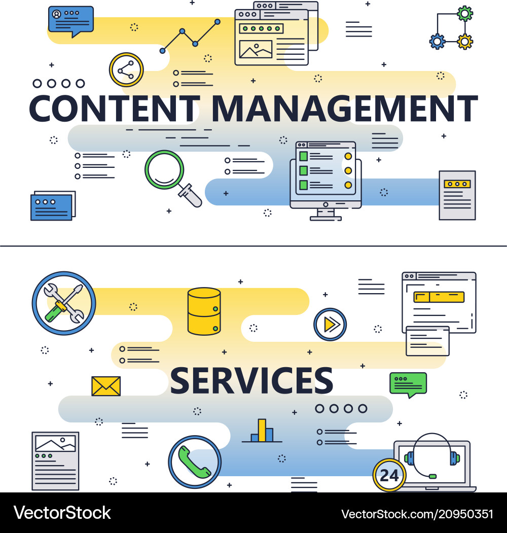 Line art content management poster banner Vector Image