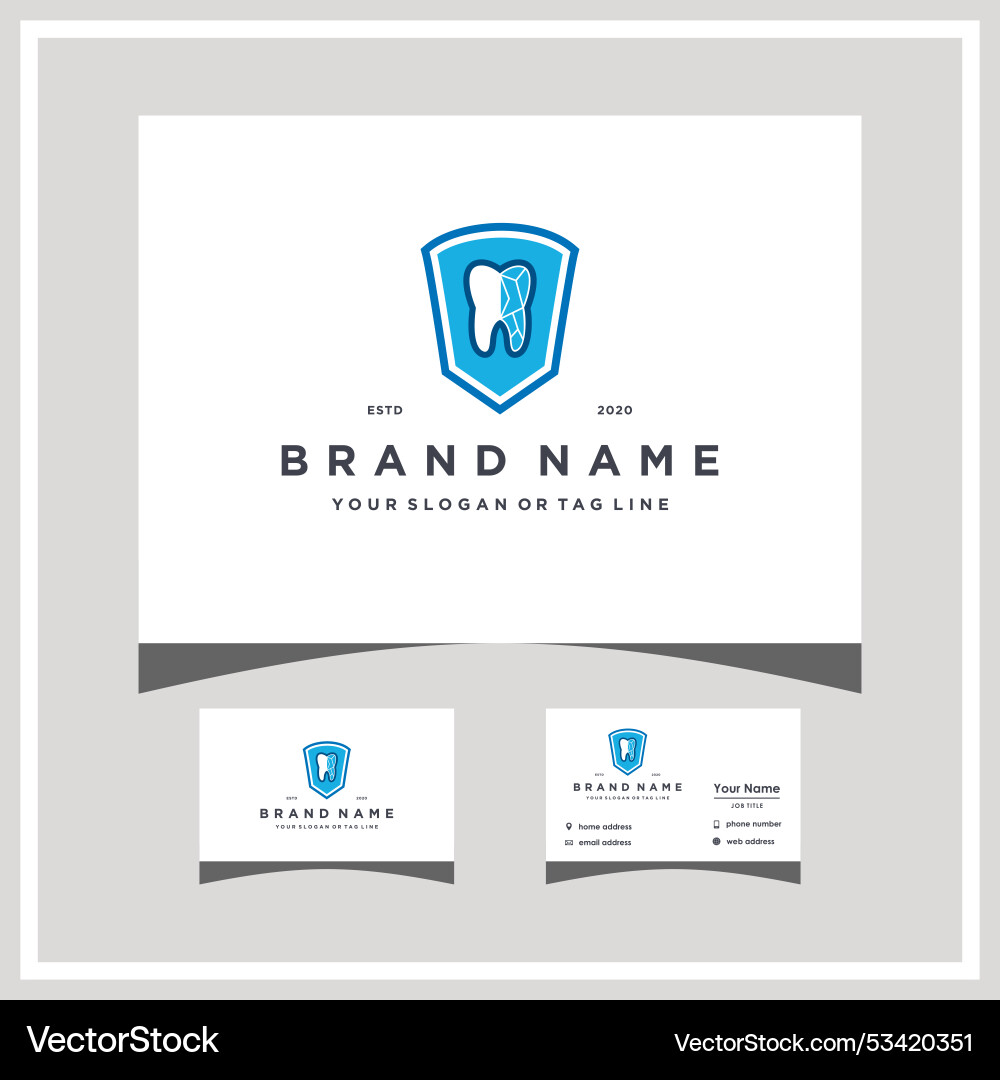 Logo design concept dental shield Royalty Free Vector Image