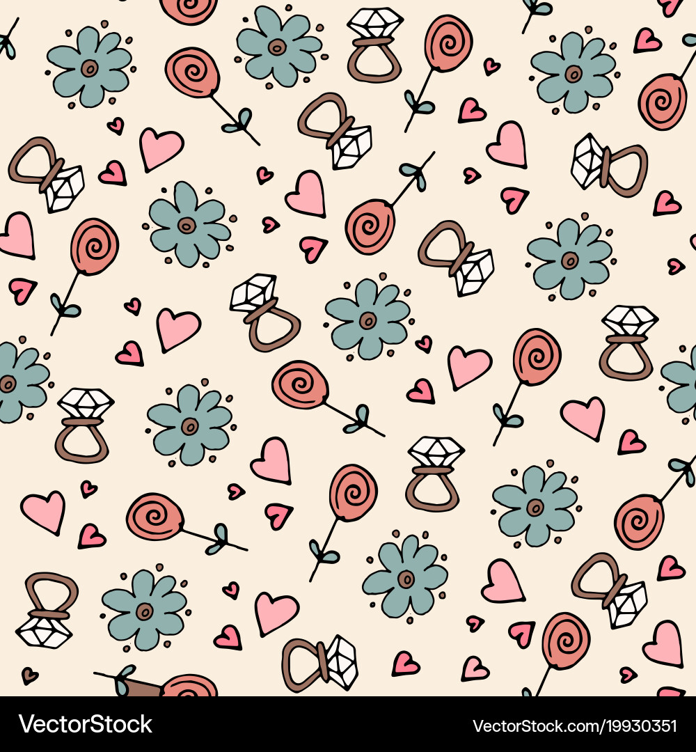 Love symbols seamless pattern happy valentine s Vector Image