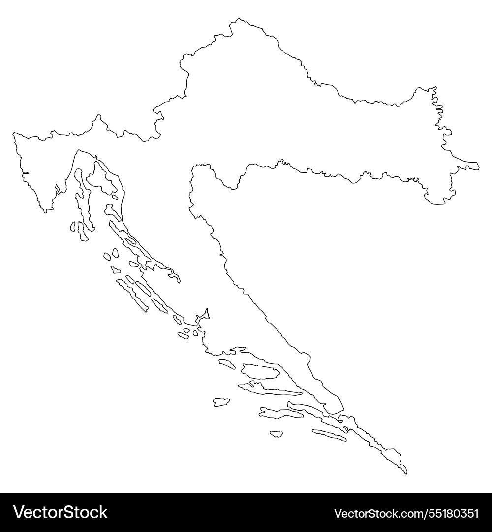 Outline map of croatia with borders Royalty Free Vector