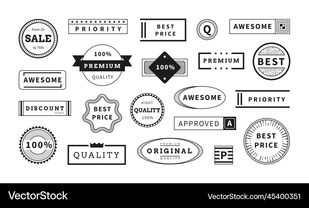 Retro ribbon stamp seal label quality tag Vector Image