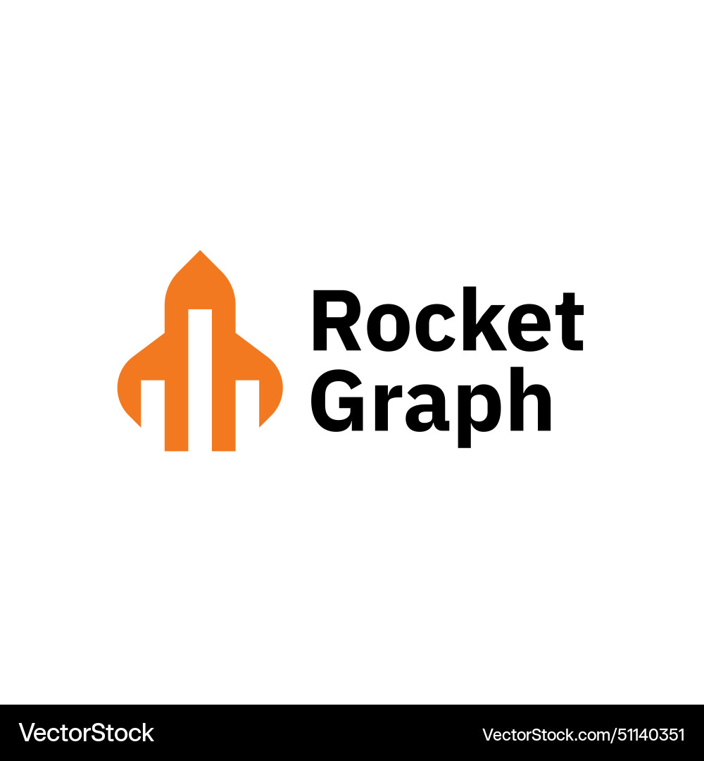 Rocket fly growth graph finance logo Royalty Free Vector