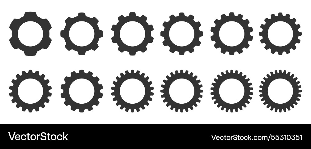 Set gears label and badges line black icon Vector Image