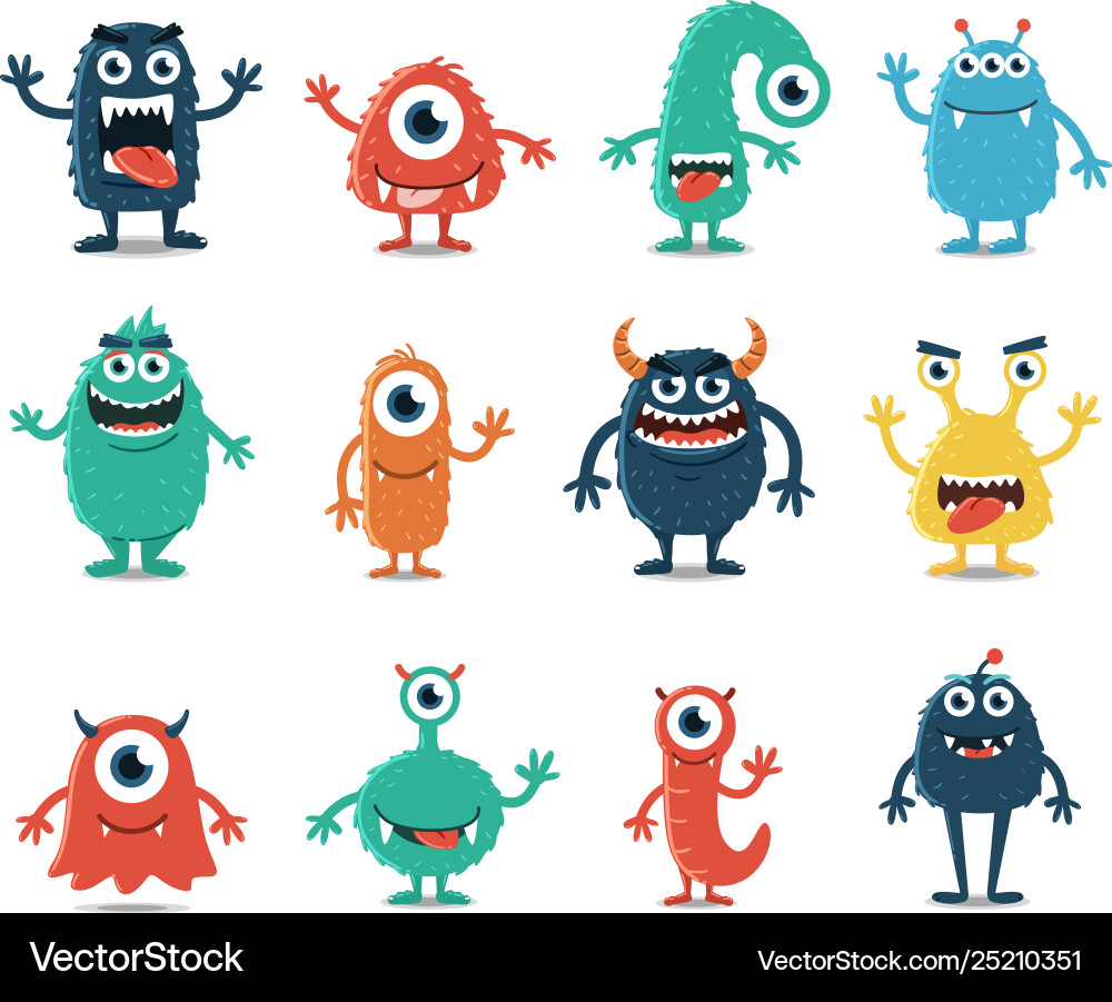 Set monsters isolated on white background Vector Image