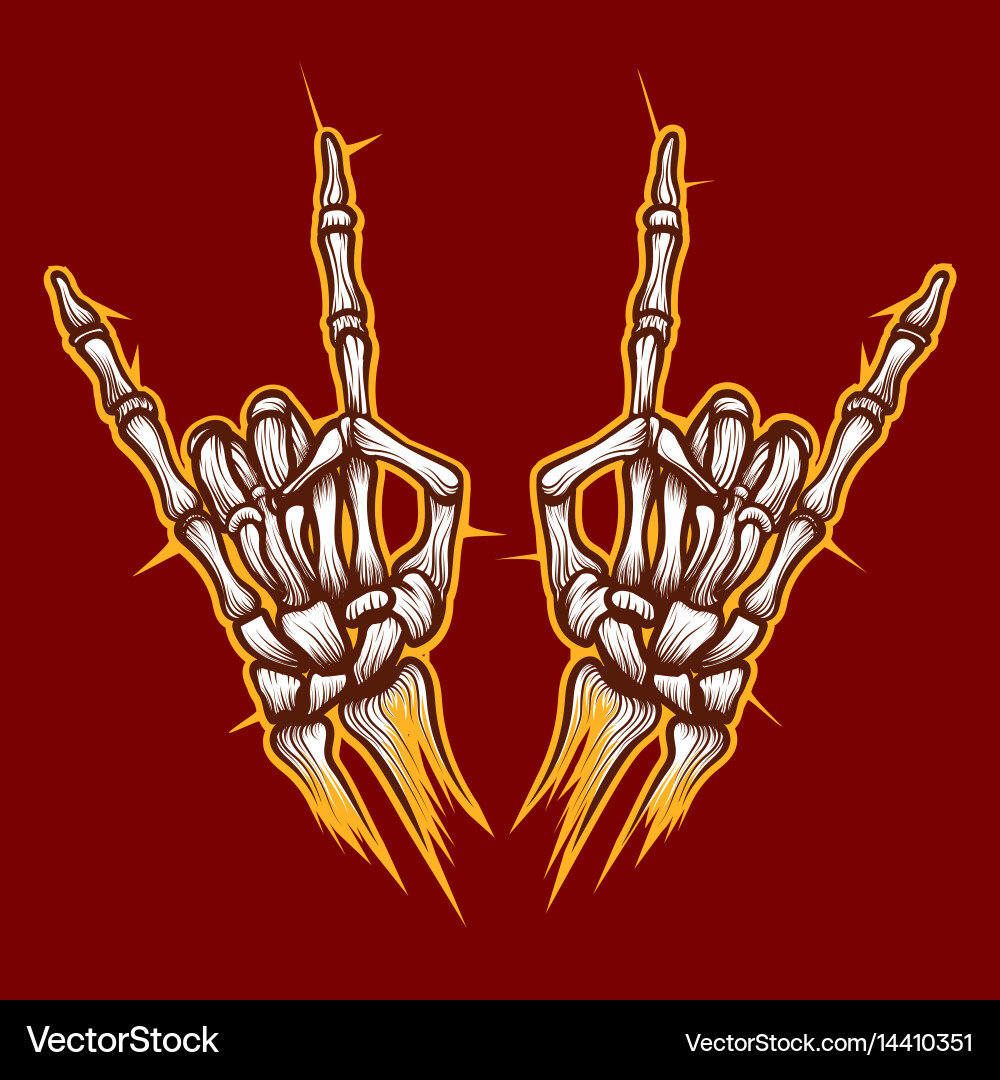 Skeleton Rock Sign - Metal Hands Royalty Free Vector Image