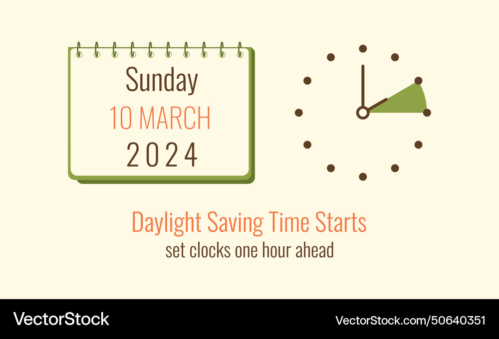 Spring forward 2024 10 march minimalist banner Vector Image