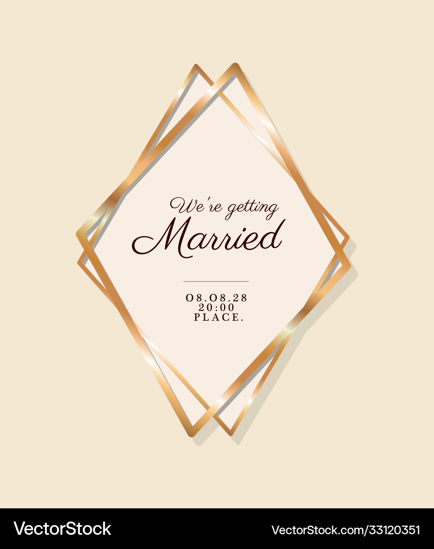 We are getting married text in gold frame Vector Image
