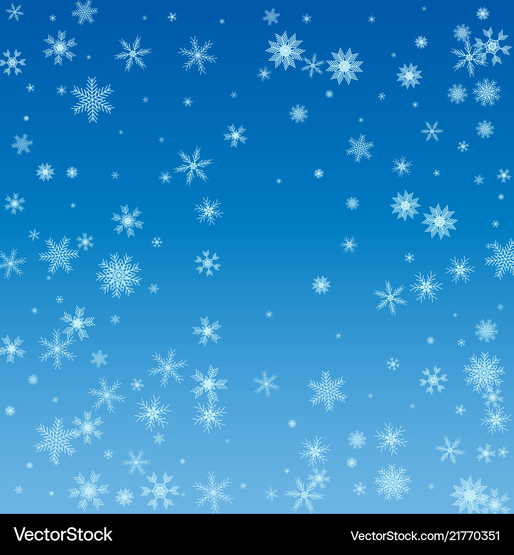 Winter blue sky with falling snow snowflake Vector Image