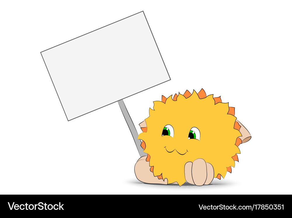 Yellow cartoon character holding a poster Vector Image