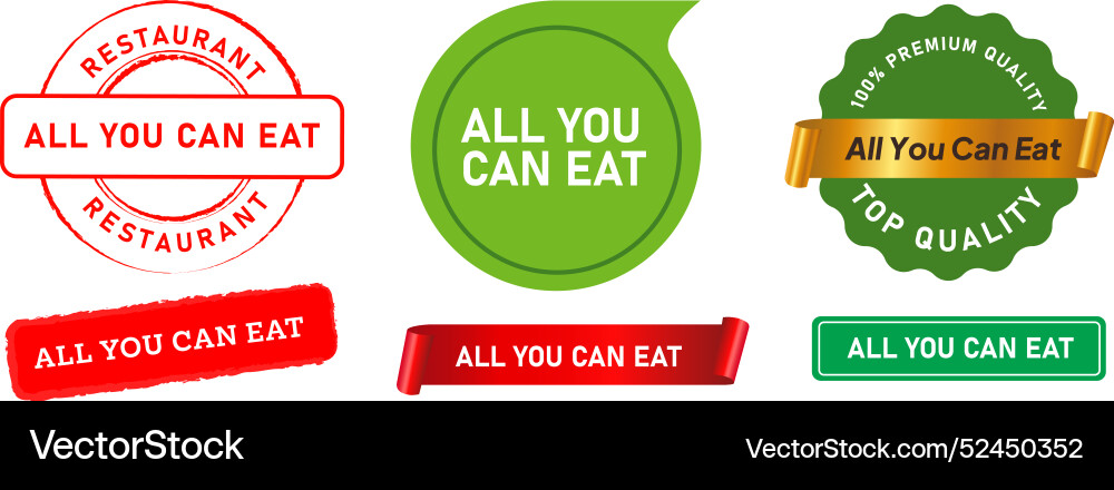 All you can eat restaurant stamp collection Vector Image