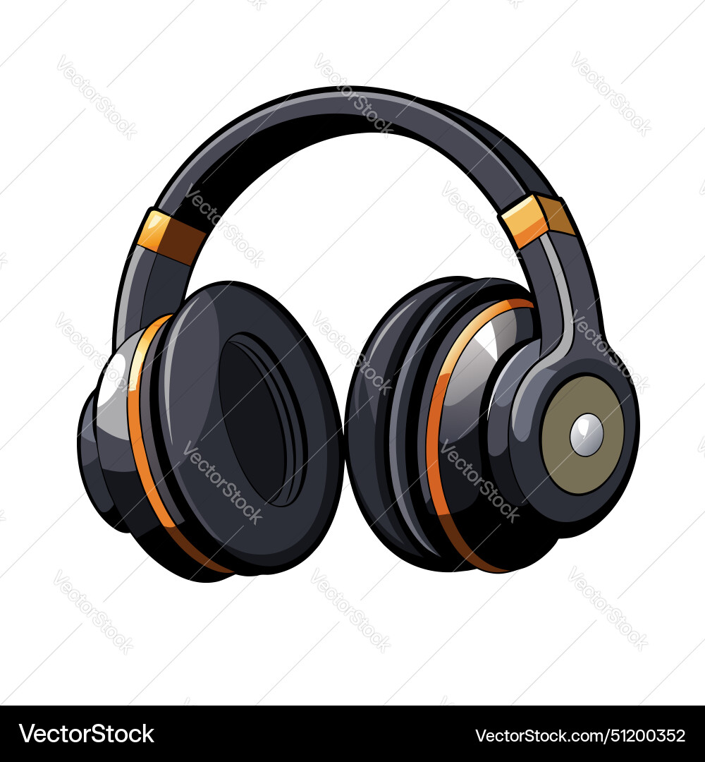 Black headphones icon on white Royalty Free Vector Image